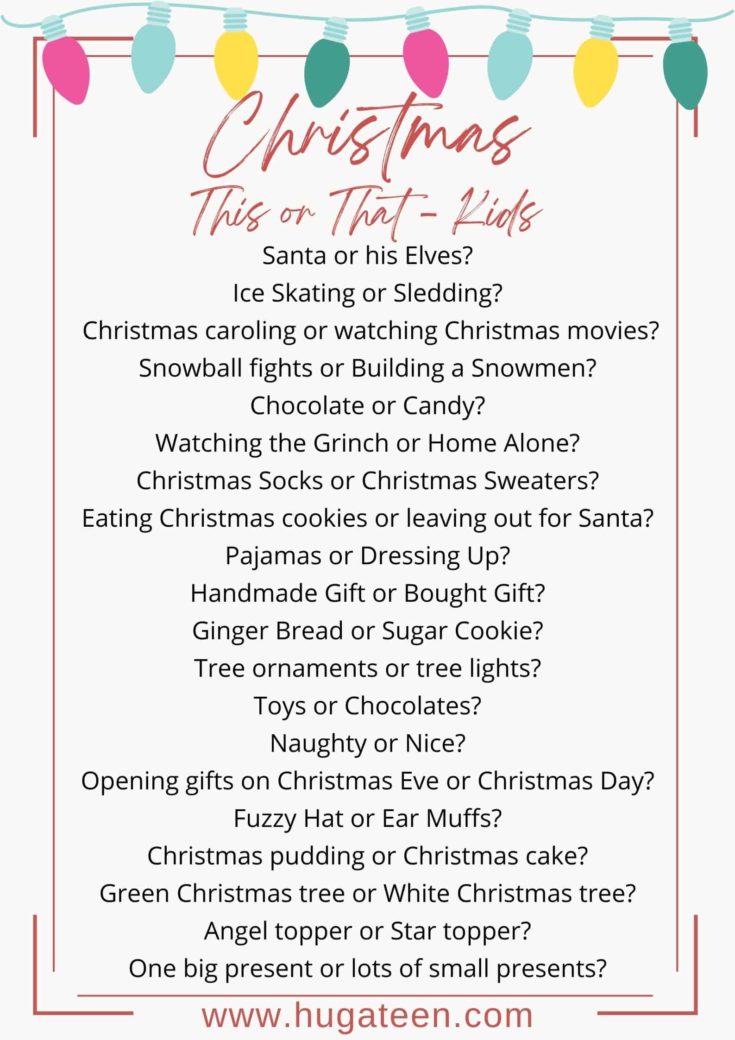 50 Christmas This Or That Questions For Kids & Adults