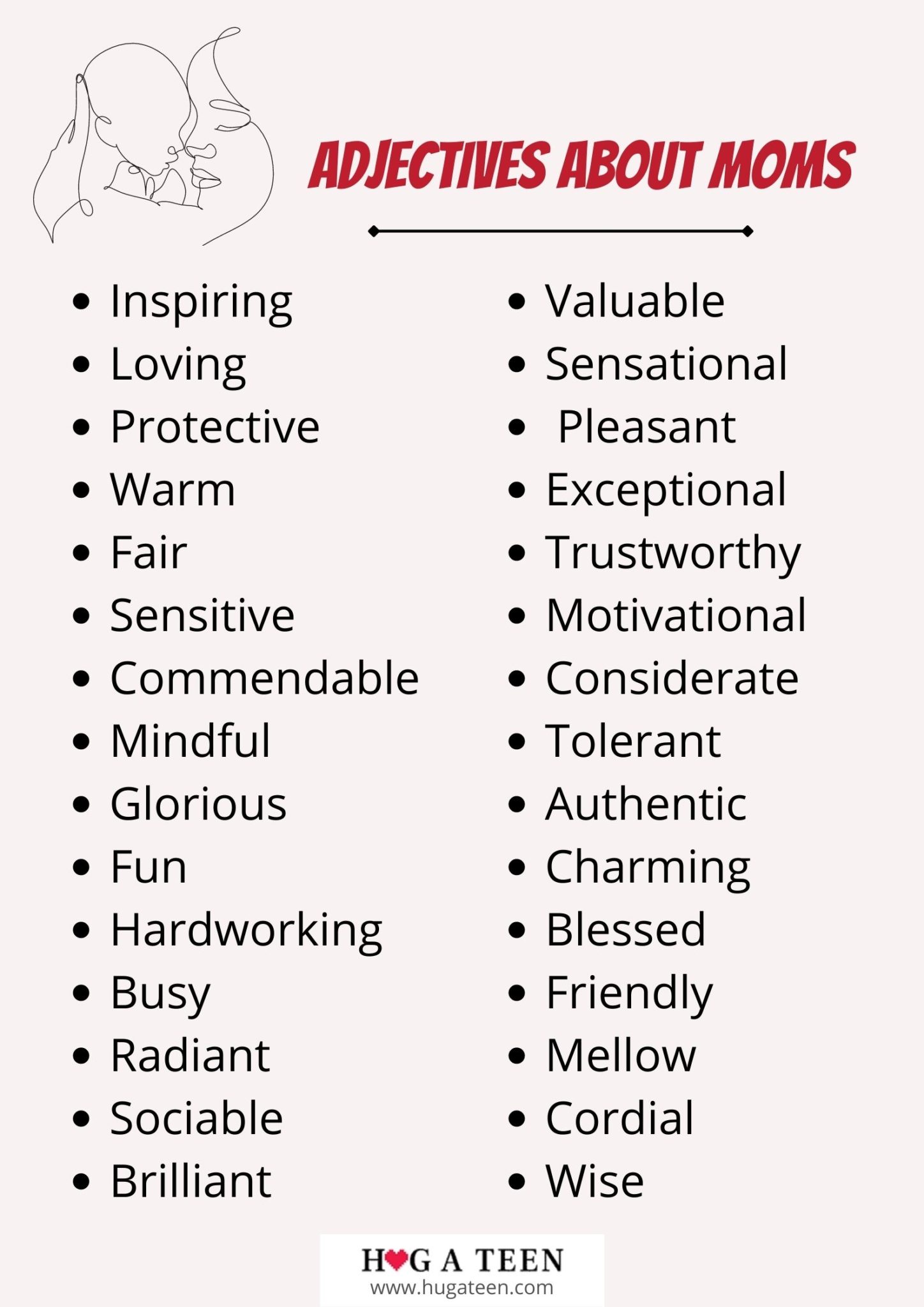 160+ Beautiful Words To Describe Mom | HugATeen.Com