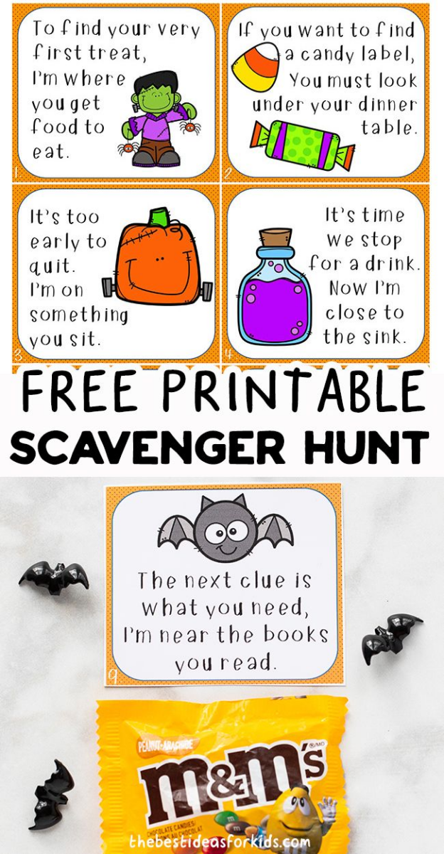 50+ Halloween Clues For Scavenger Hunt (Free Printables!)