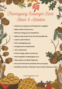 Thanksgiving Scavenger Hunt For Adults & Kids | HugATeen.Com